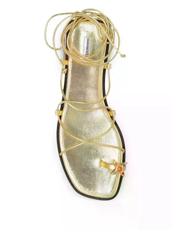 NODALETO Tone Leather Strappy Sandals With Tie Fastening