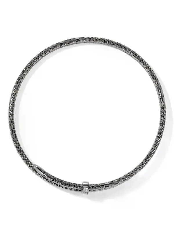 John Hardy Spear Coil Diamond Choker Necklace - Silver