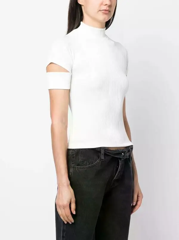 Helmut Lang Ribbed Cut-out Sleeve Top
