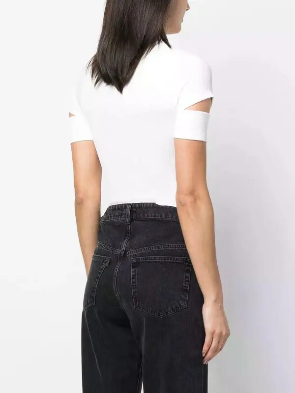 Helmut Lang Ribbed Cut-out Sleeve Top