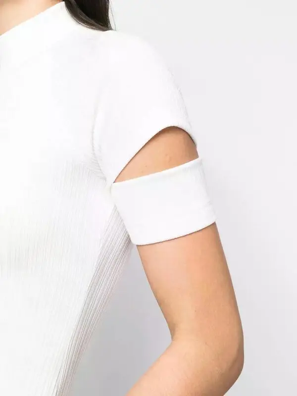 Helmut Lang Ribbed Cut-out Sleeve Top