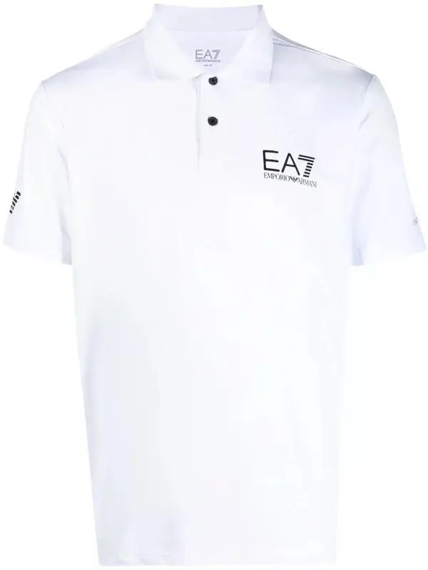 EA7 Logo-print Polo Shirt - White