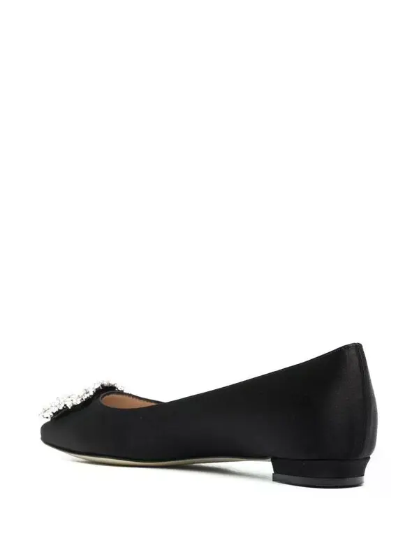 Manolo Blahnik Hangisi Buckle Ballerinas - Black