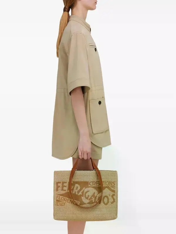 FERRAGAMO Logo-embroidered Tote Bag - Neutrals