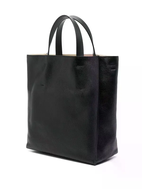 Marni Logo-embroidered Pebbled Leather Tote Bag