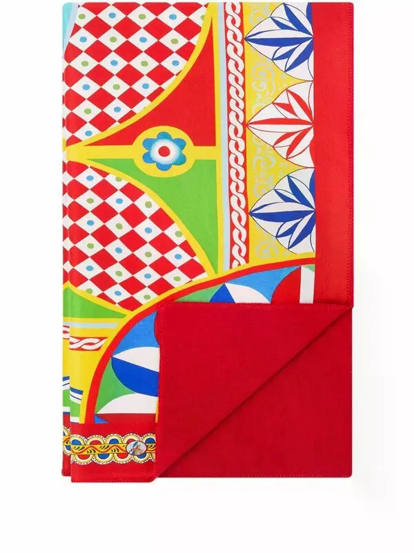 Dolce & Gabbana Carretto-print Double-faced Blanket - Red