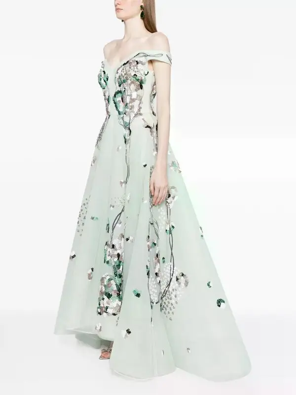 SAIID KOBEISY Off-shoulder Beaded Tulle Dress