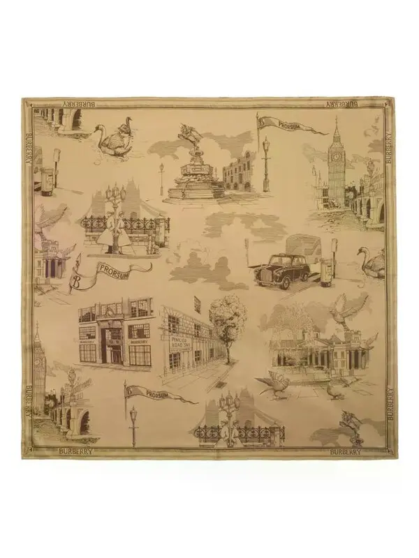 Burberry London Landmarks Silk Scarf - Neutrals
