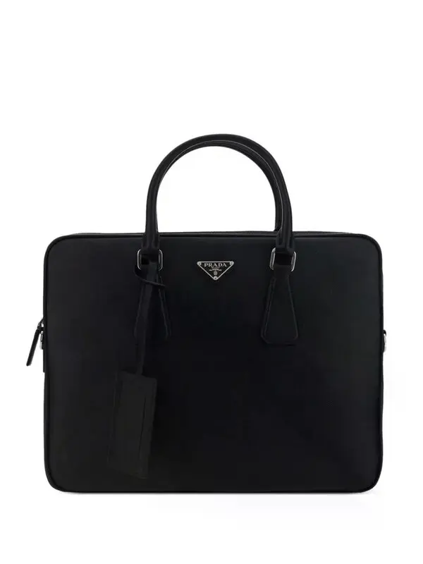 Prada Calfskin Leather Briefcase With Triangle Logo