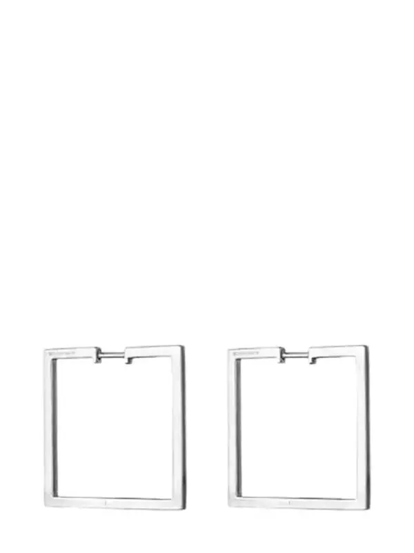 CADAR 18kt White Gold Square Hoop Earrings - Silver