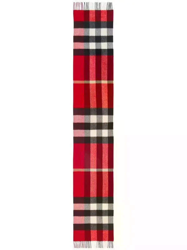 Burberry The Classic Check-pattern Fringed-trim Scarf - Red