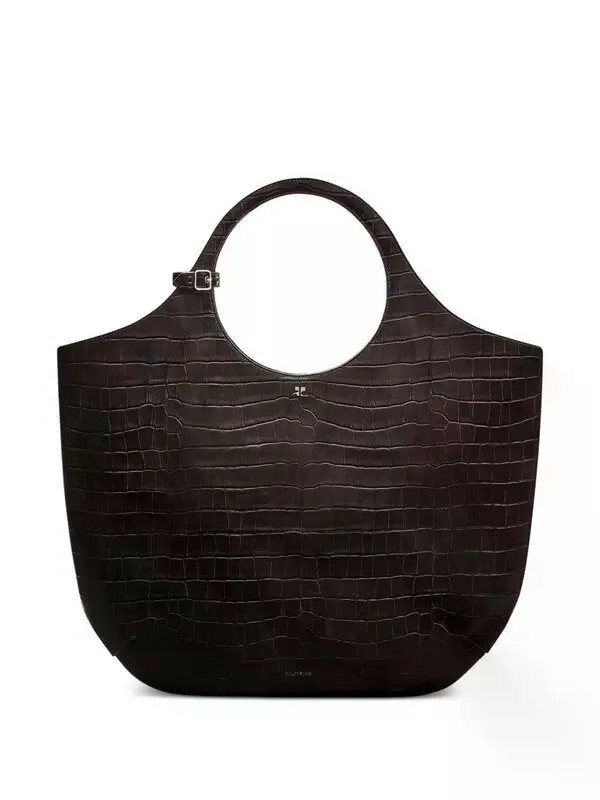COURREGES Large Holy Embossed Tote Bag - Brown