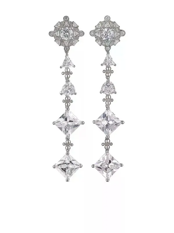 ANABELA CHAN 18kt White Gold Tropical Diamond Drop Earrings - Silver