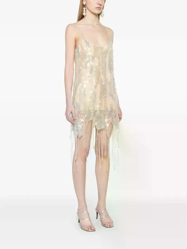 Blumarine Sequined Fringed Mini Dress