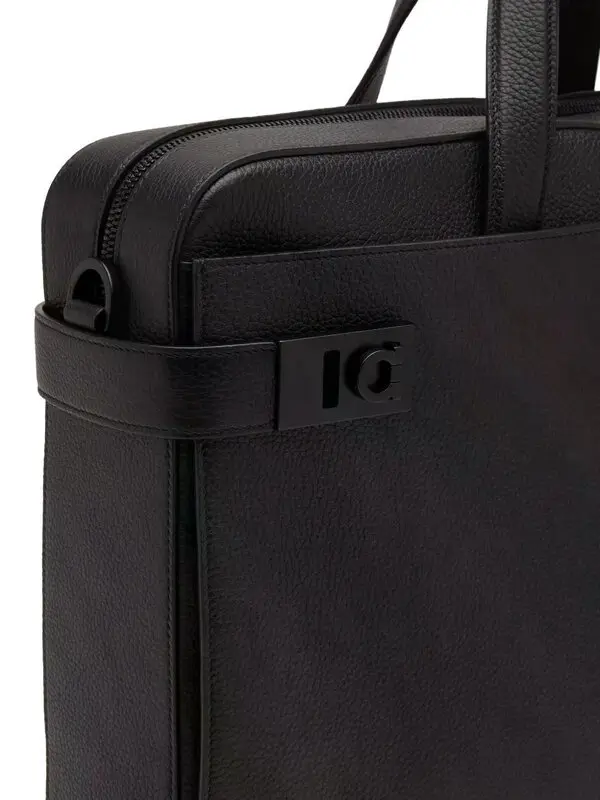 FERRAGAMO Gancini-buckle Leather Laptop Bag - Black
