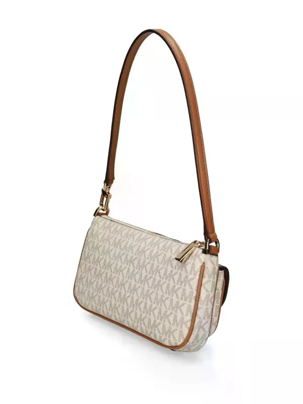 Michael Kors Leather Shoulder Bag With Monogram Pattern - Brown