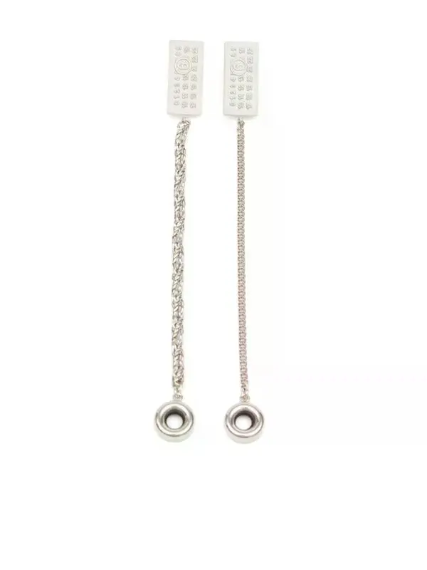 MAISON MARGIELA Numbers-motif Drop Earrings - Silver