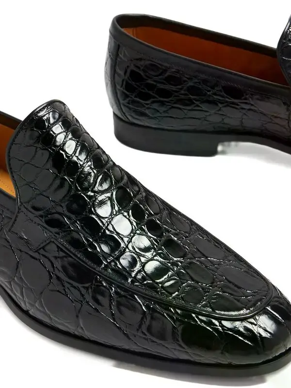 Magnanni Crocodile-embossed Leather Loafers