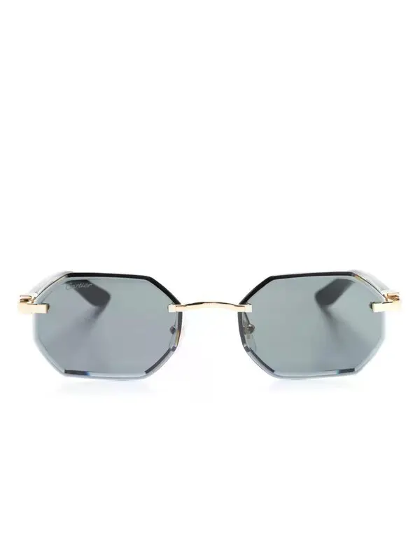 Cartier Geometric Rimless Sunglasses - Grey