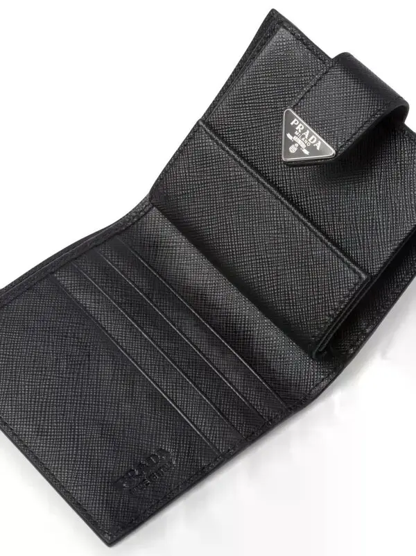 Prada Saffiano Logo-plaque Wallet - Black
