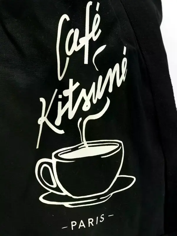 CAFÉ KITSUNÉ Graphic-print Canvas Tote Bag