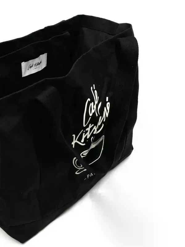CAFÉ KITSUNÉ Graphic-print Canvas Tote Bag