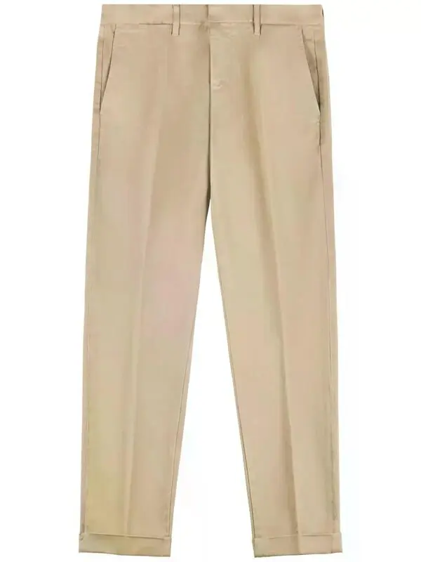 FAY Stretch-cotton Cropped Trousers - Neutrals