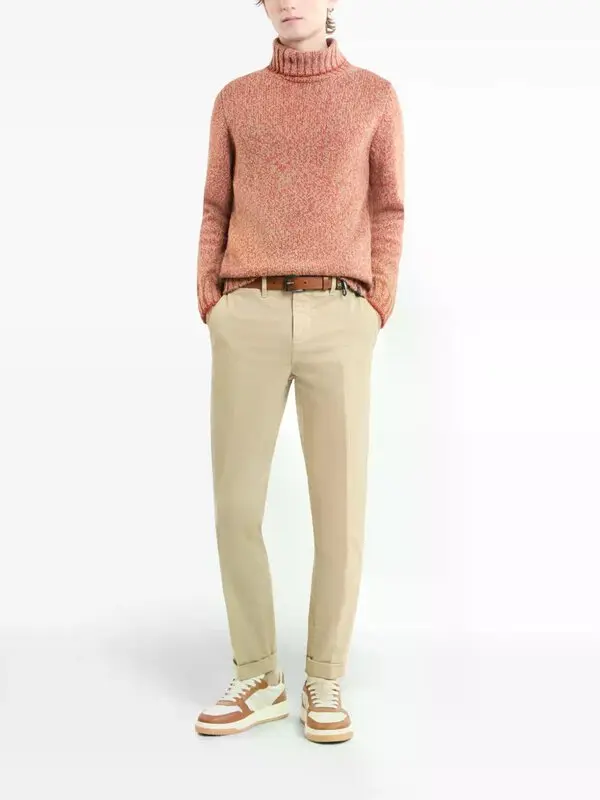 FAY Stretch-cotton Cropped Trousers - Neutrals