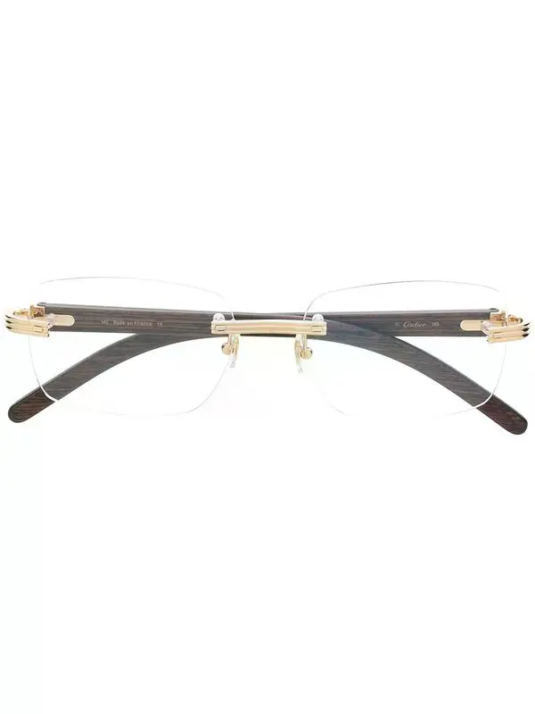 Cartier C De Rectangle-frame Glasses - Brown