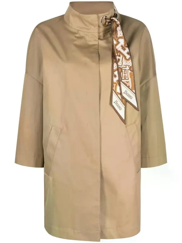 Herno Scarf-embellished Parka Coat - Brown