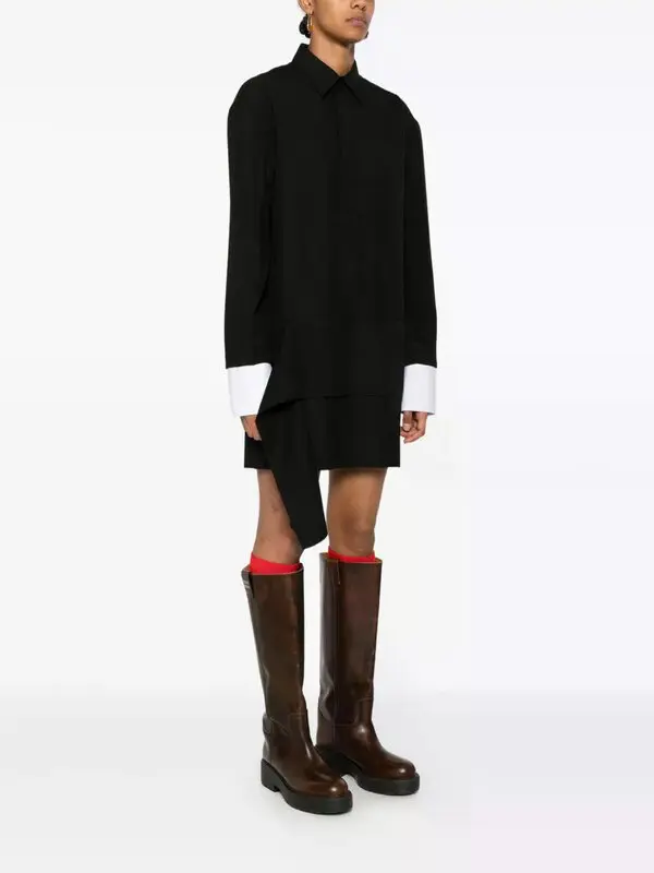 Plan C Wool-cotton Blend Shirt Mini Dress