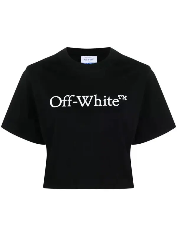 Off-White Bookish Logo-print Cropped T-shirt
