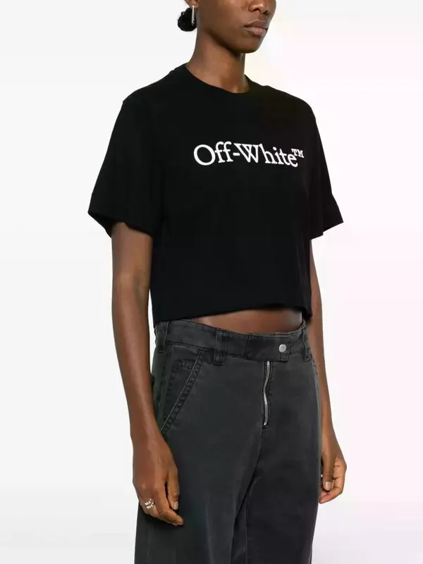 Off-White Bookish Logo-print Cropped T-shirt