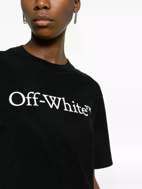 Off-White Bookish Logo-print Cropped T-shirt