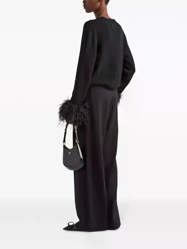 Prada Feather-trim Cashmere Trousers