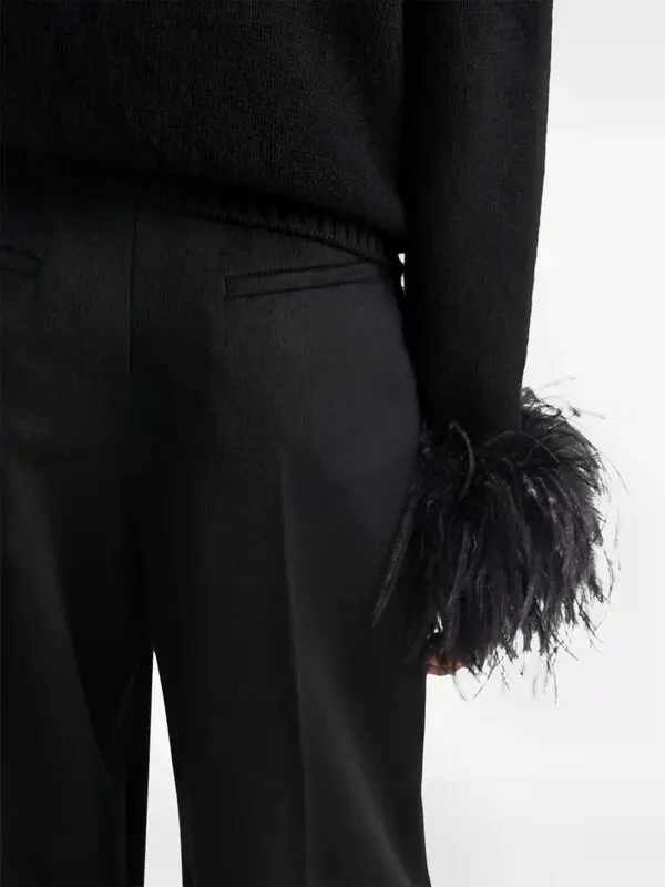 Prada Feather-trim Cashmere Trousers