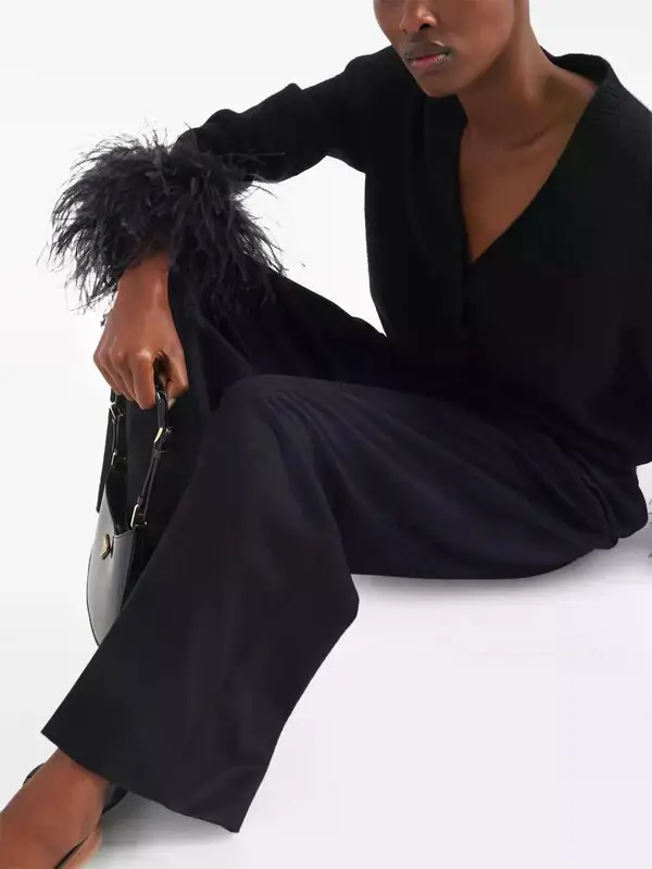 Prada Feather-trim Cashmere Trousers