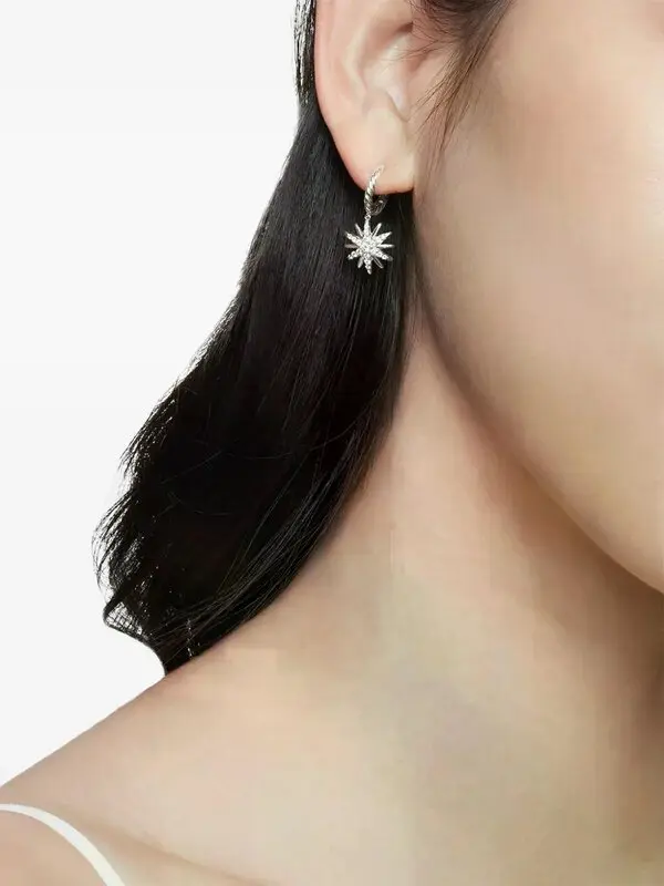 David Yurman Sterling Starburst Diamond Drop Earrings