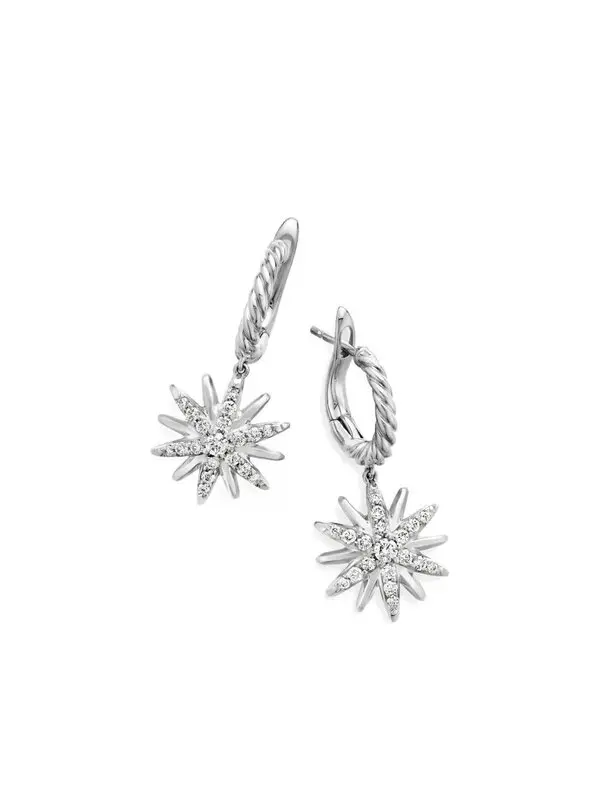 David Yurman Sterling Starburst Diamond Drop Earrings