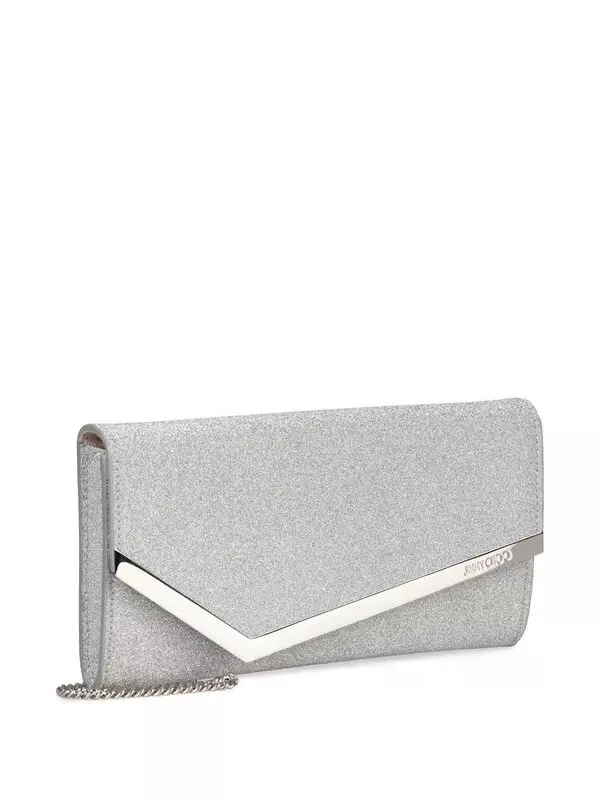 JIMMY CHOO Emmie Glitter Leather Clutch - Grey