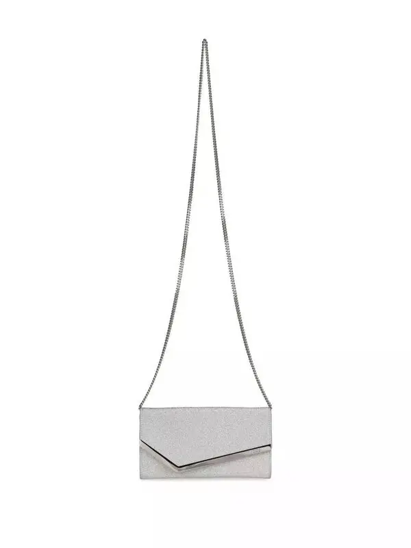 JIMMY CHOO Emmie Glitter Leather Clutch - Grey