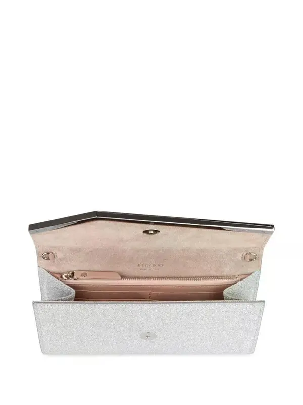 JIMMY CHOO Emmie Glitter Leather Clutch - Grey