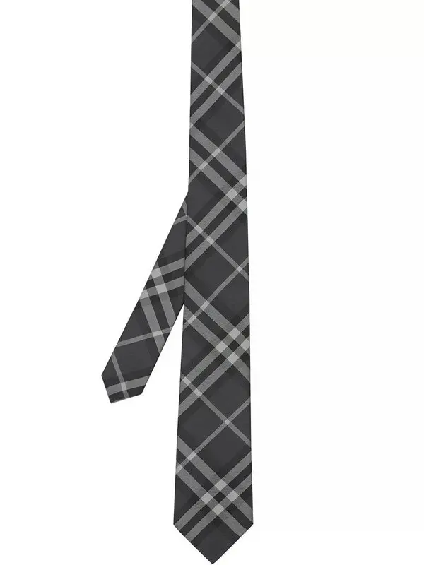 Burberry Check Silk Tie - Grey
