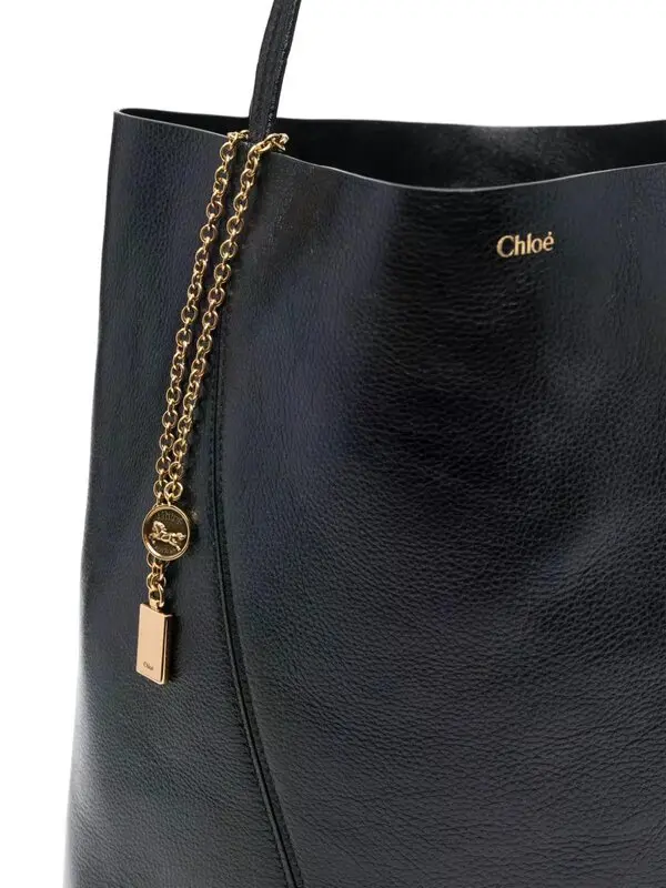 Chloé Large Spin Leather Tote Bag - Black