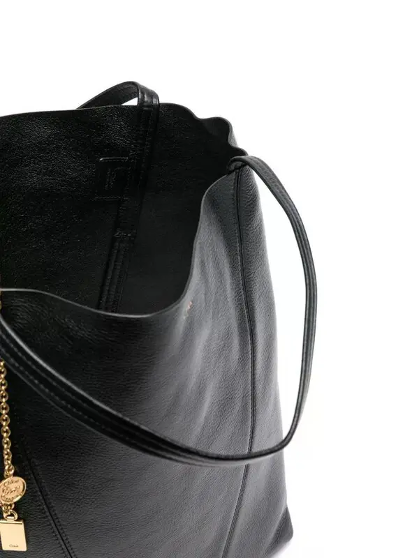 Chloé Large Spin Leather Tote Bag - Black