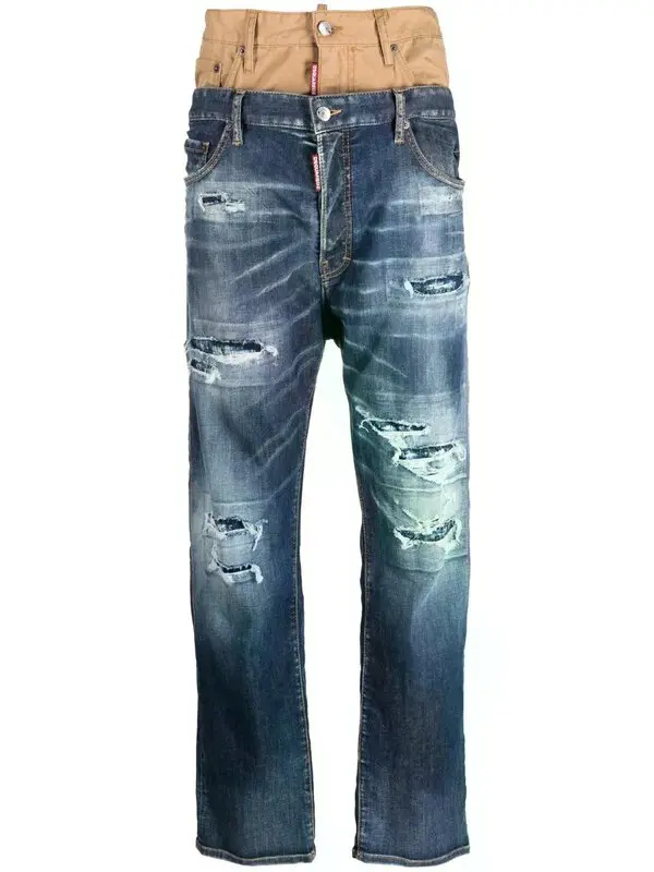 Dsquared2 Double Waist Distressed Jeans