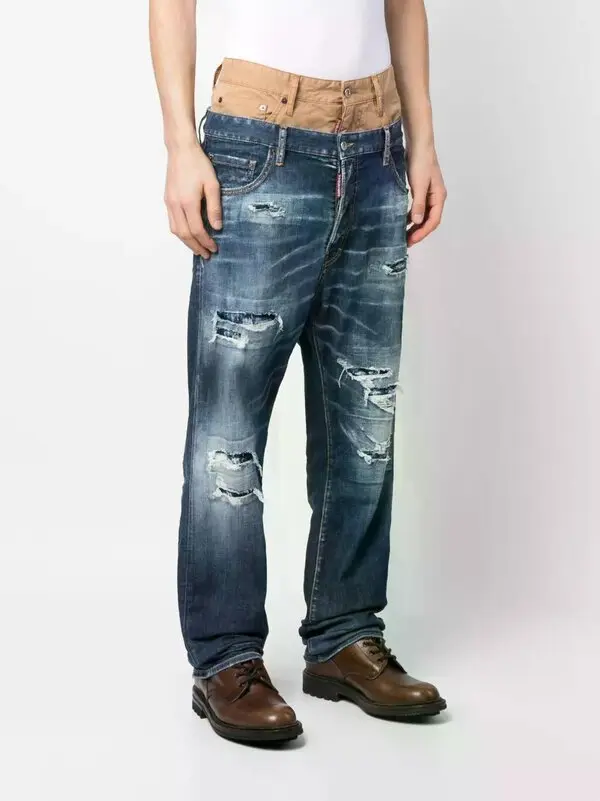 Dsquared2 Double Waist Distressed Jeans