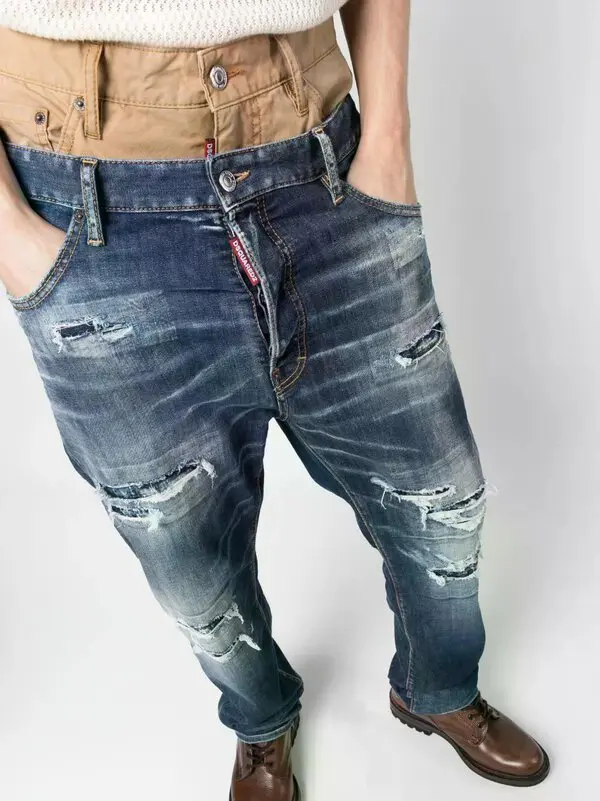 Dsquared2 Double Waist Distressed Jeans