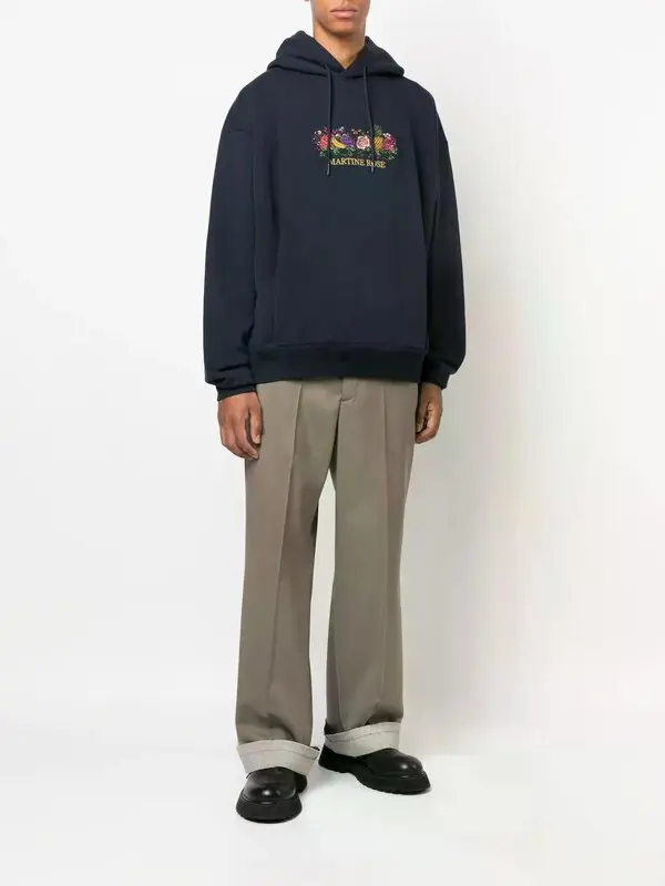 Martine Rose Logo-embroidered Drawstring Hoodie