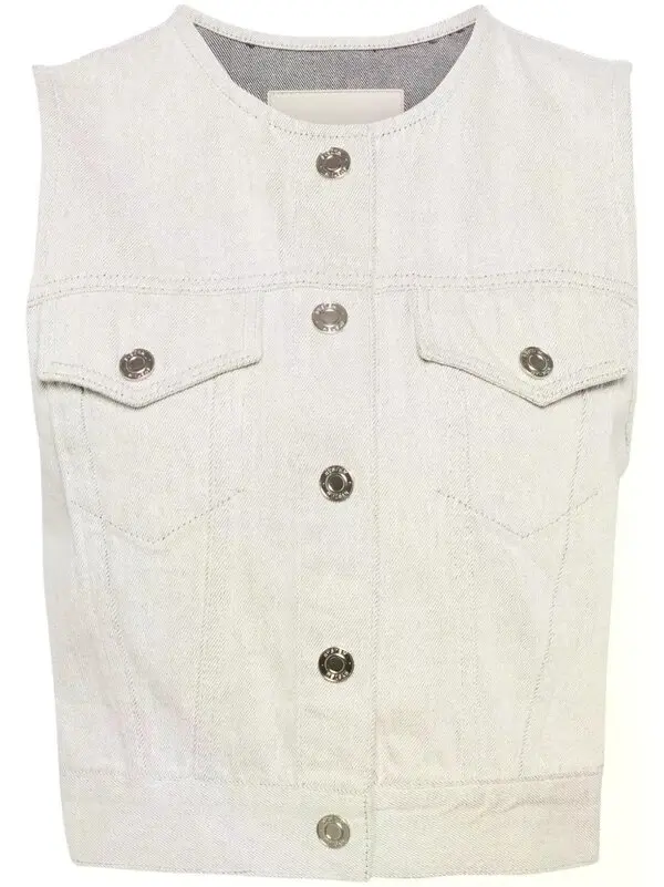 SYSTEM Collarless Denim Vest - Grey